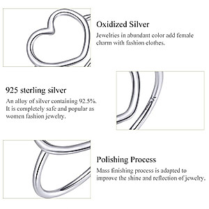 MUNDELL Sterling Silver 925 Simple Minimalist Heart Finger Rings for Women Wedding Engagement Statement Jewelry
