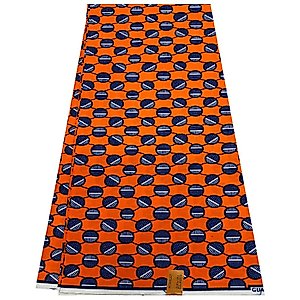 African Guaranteed Wax Block Prints Fabric/African Ankara Wrapper Fabric Wax Fabrics /-Sell by 6 Yards-100% Cotton-for Dresses- Orange, Blue, White, Black