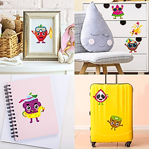 MALLMALL6 40Pcs Make Your Own Fruit Stickers 10 Kinds Cartoon Fruit Summer Hawaii Theme Characters Sticker DIY Dress Up Art Crafts Mixed and Matched Tutti Frutti Party Favors Games Decorations for Kid