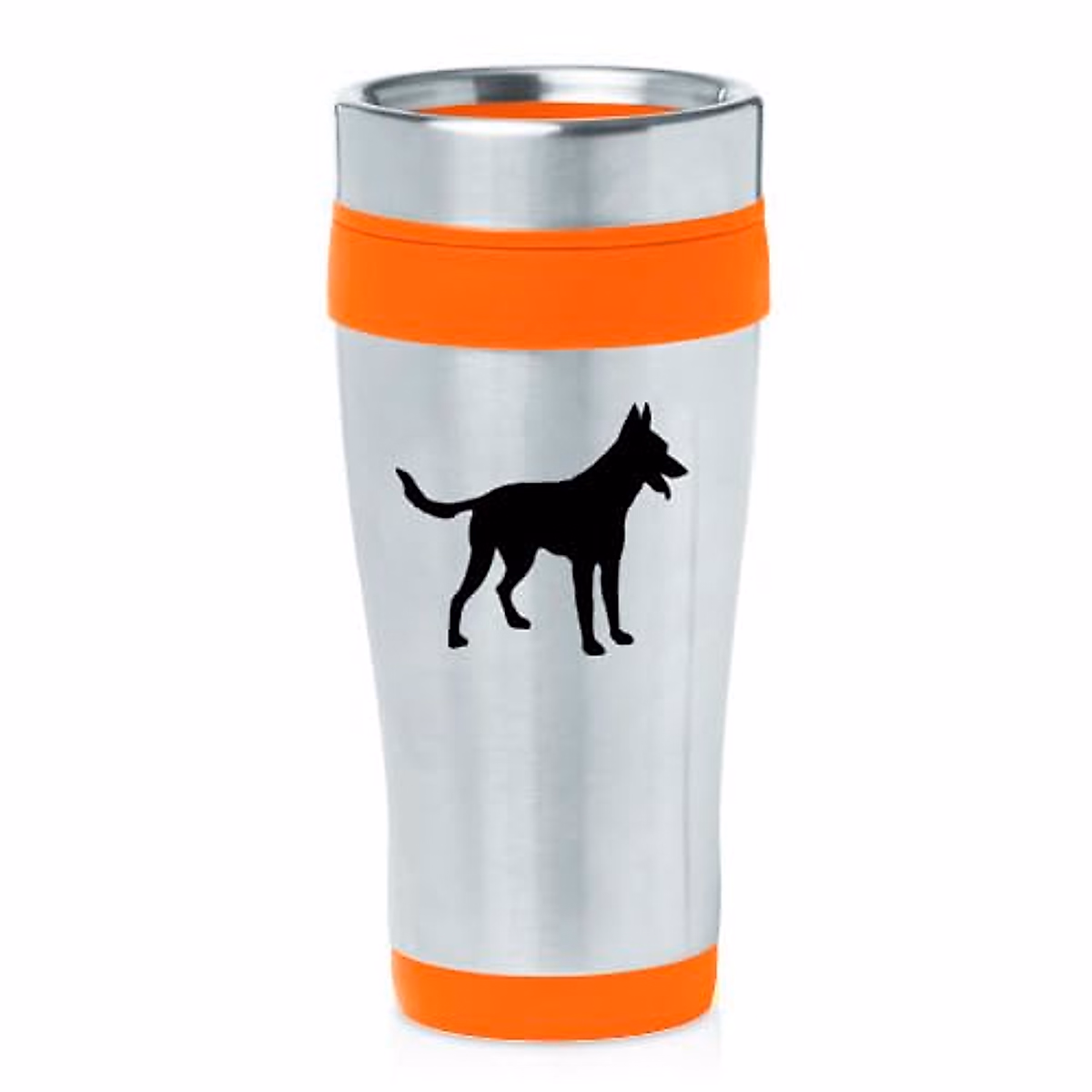 16oz Insulated Stainless Steel Travel Mug Coffee Mug Tumbler Belgian Malinois (Orange)