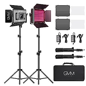 GVM RGB LED Video Light with Bluetooth Control, 60W Photography Studio Lighting Kit with Stands, 2-Packs 880RS Dimmable Led Panel Light for Youtube, Streaming, Gaming, 8 Applicable Scenes, CRI97