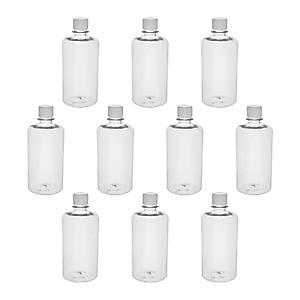Aicosineg 10Pcs 500ml Plastic Container Lab Chemical Reagent Bottles 16.91oz Small Mouth Storage Bottles Plastic Sample Liquid Storage Containers Sealing Bottles with White Cap for Food Stores Clear