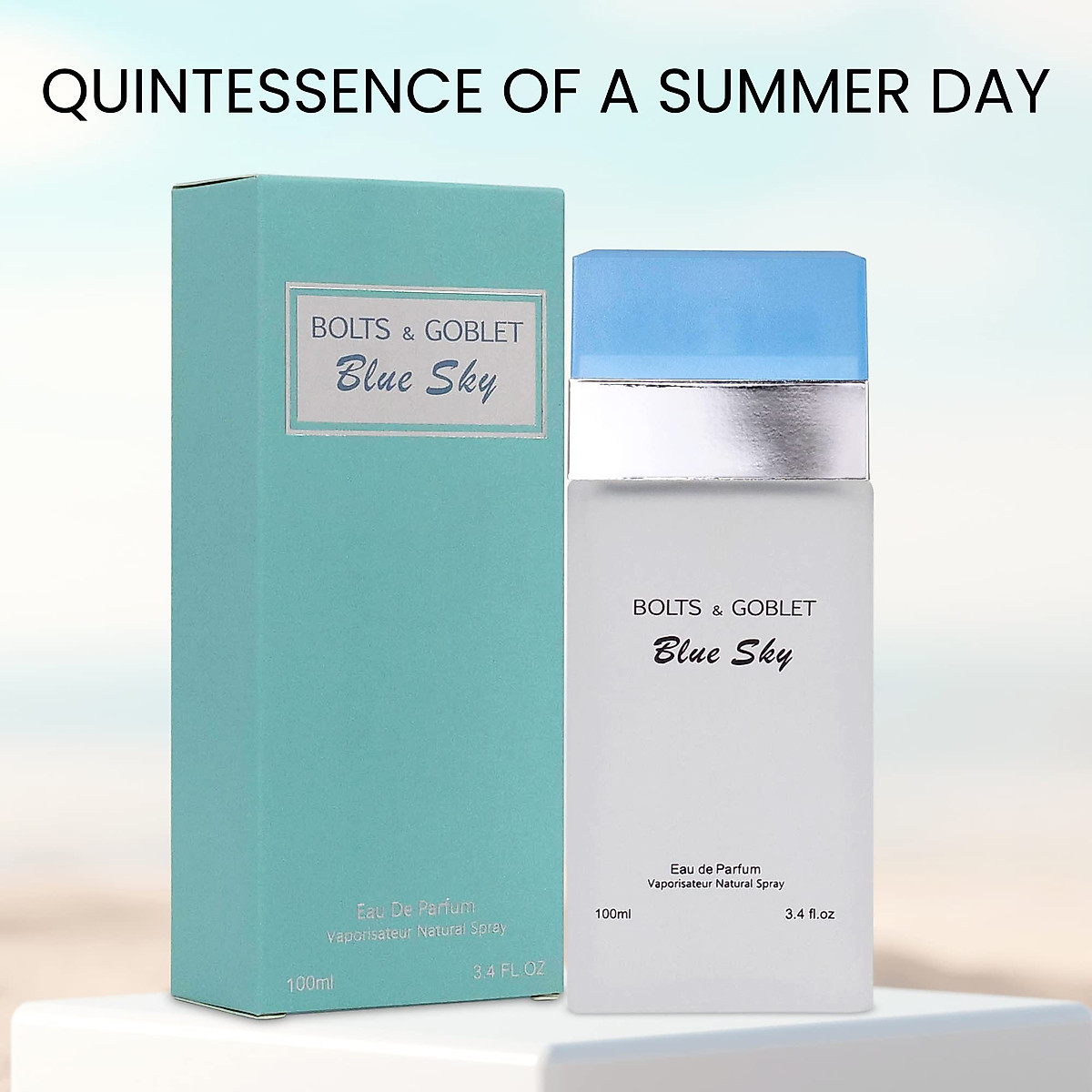 NovoGlow Blue Sky for Women - Aromatic Scents with finest oils for Men and Women - Enchanting Fragrance with Fruity, Floral Scent - 3.4oz Bottle Complete with Shiny Suede Pouch