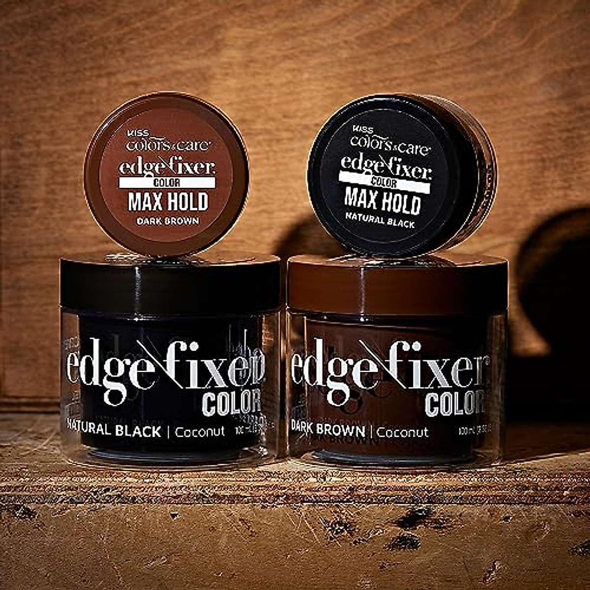 KISS COLORS & CARE Color Edge Fixer 1.01 oz. (30mL) Travel Size - Natural Black, Hides Grays & Fills In Hairline, Moisturizing, No Flakes, 24 Hour Maximum Hold, Natural Results, Keep Edges In Check