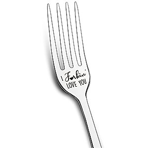 Funny I Forkin' Love You Fork Engraved Stainless Steel, Romatic Gifts for Men Women Boyfriend Girlfriend Couples, Best Forks Gifts Idea for Birthday Thanksgiving Christmas