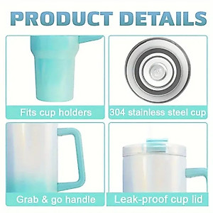 Icesip 40oz Sublimation Tumbler Blank, 20 Pack Sublimation Tumbler with Handle and Straw, Double Wall Vacuum Gradient Tumbler with Handle Blanks Stainless Steel for Heat Transfer Machine Printing