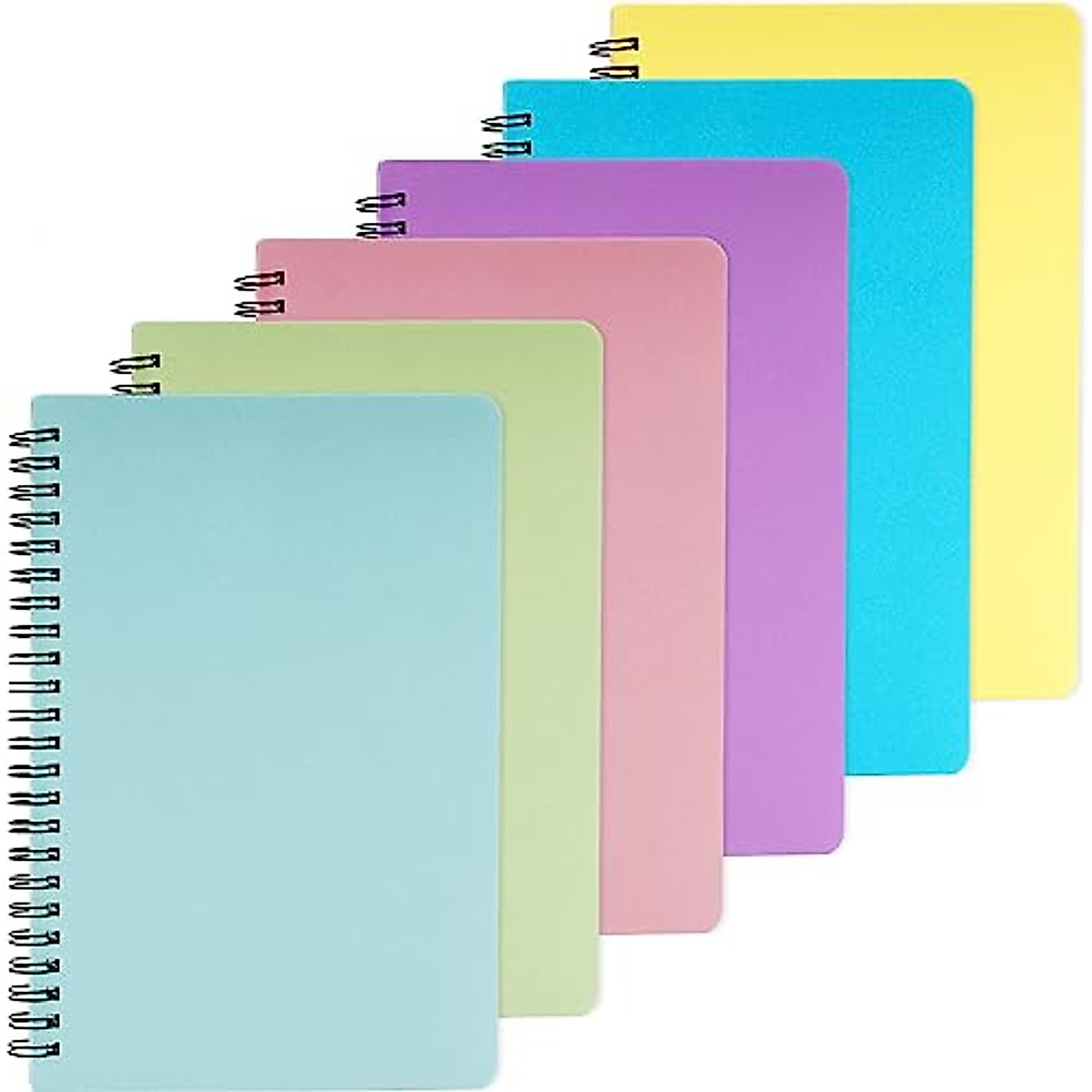 Aosmeol Spiral Notebook,6 Pack A5 5.7 x 8.3 Inch Spiral Lined Notebook,Thick Paper Hardcover Spiral Notebooks,College Ruled Notebooks for Writing School Office Business,60 Sheets 120 Pages,6 Colors