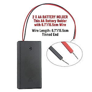 WMYCONGCONG 10 PCS 2X 1.5V AA Battery Holder Case Storage Box w/Wire Leads and ON/Off Switch