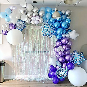 Frozen Balloon Garland Arch Kit - Snowflake balloons for Princess Girl Elsa Baby Shower Frozen Birthday Party Decorations Supplies