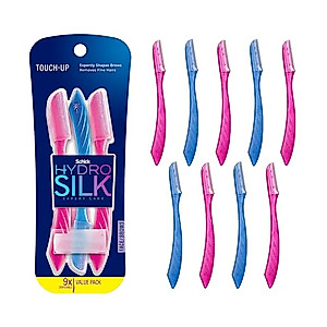 Schick Hydro Silk Touch-Up Dermaplaning Tool with Precision Cover, 9ct | Dermaplane Razor, Face Razors for Women, Eyebrow Razor, Facial Razor, Dermaplaning Razor, Womens Face Razor Peach Fuzz Remover