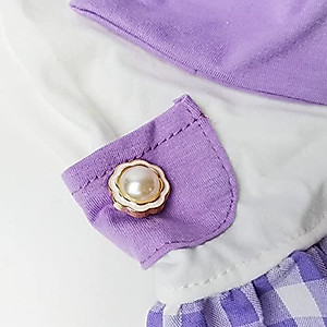 Pet Girls Suit Vintage Pearl Plaid Bow Dog Tutu Dress with Adjustable Hat Doggie Sweatshirt Puppy Girl Funny Costume Spring Dog Cat Outfits Apparel