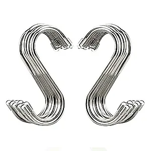 Evob 20 Pack 3.4" S Shaped Hooks Stainless Steel Metal Hangers Hanging Hooks for Kitchen, Work Shop, Bathroom, Garden