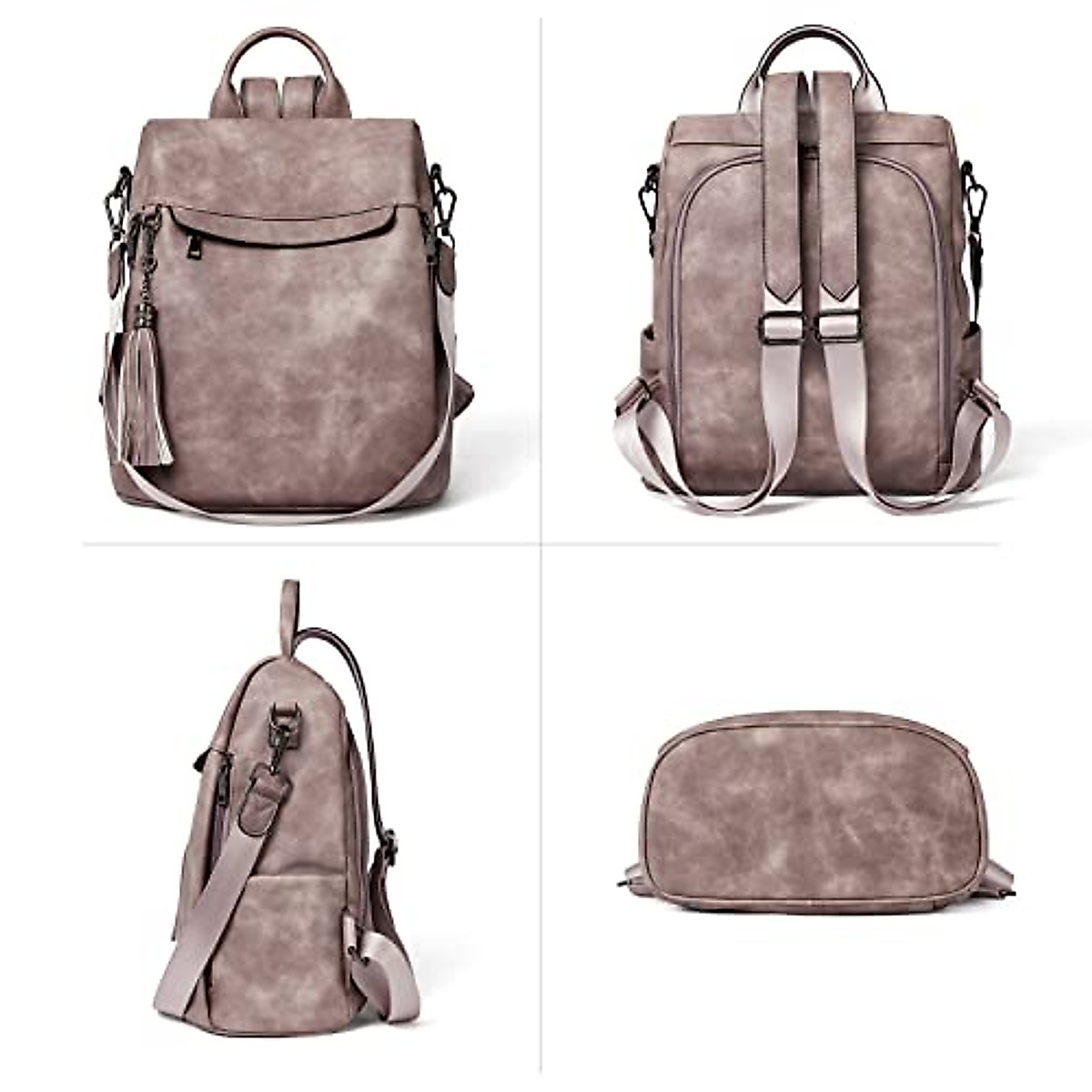 Telena Backpack Purse for Women PU Leather Anti Theft Large Ladies Fashion College Shoulder Bag with Women Wallets