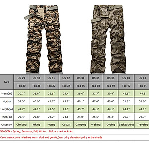 Men's Military Cargo Pants, Casual Camo Tactical Wild Combat Camouflage with 8 Pockets Wave Camo Tag 42-US 40