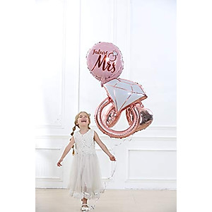32 inch Diamond Ring Foil Balloon 22inch Rose Gold She Said Yes Balloon Future Mrs Foil Balloons Rose Gold Heart shape Foil Balloon Great for Bridal Shower Bride to be Party Wedding Engagement Decoration (5pcs)