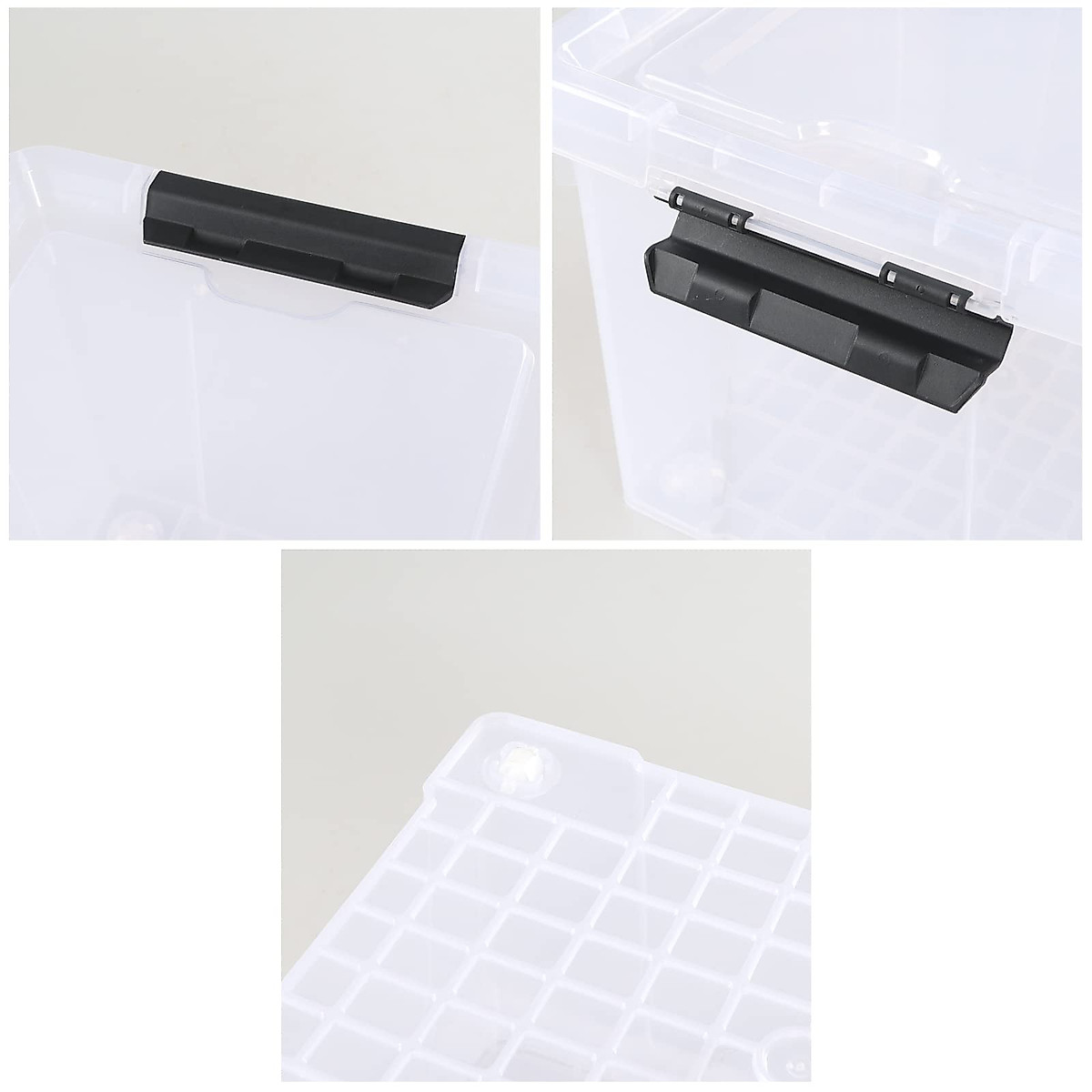 Drephia 4 Pack 22 L Clear Plastic Storage Box with Wheels, Latch Storage Bin with Lid