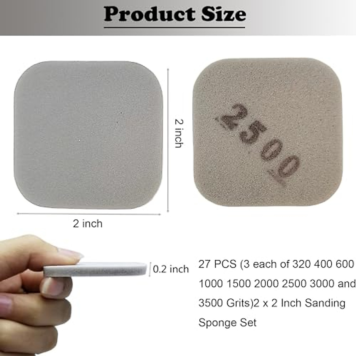 M-jump 2 x 2" Soft Touch Sanding Pads, Mesh Sanding Polishing Pads From 320 to 3500 Grits (27 pack)