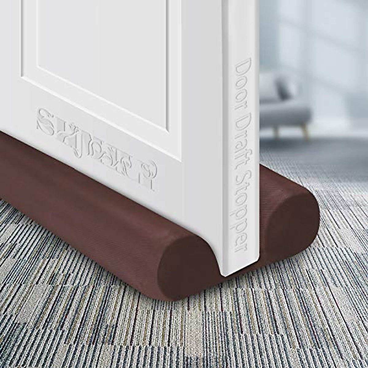 Door Draft Stopper, Draft Stopper for Bottom of Door SHMILY Adjustable Size from 32" to 38", Cover Gap Up to 1.5". Dust-Proof, Draft-Proof, Water-Proof, Winter-Proof, Block Light, Block Noise(Brown)