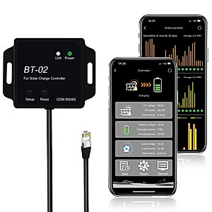 ECO-WORTHY Bluetooth Module 5.0 for MPPT Solar Charge Controller, with 82ft Wirelessly Remote Control, Real-time Monitor and RJ45 Communication Port, BT-02 RS485