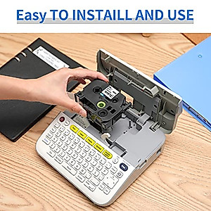 Oozmas 18mm Label Tape Replacement for TZe-241 Brother Label Maker Tape 18mm 0.7 Inch Tz Laminated White TZe241 P-Touch Black on White Work with Brother PTD410 PT-D400 PT-D610BT PTD600, 3/4 Inch, 4PK