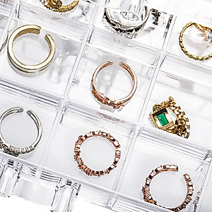 yarlung Acrylic Jewelry Storage Box Earring Holder with 5 Drawers, 120 Grids Jewelry Organizer Tray Clear Ring Display Case for Beads, Nail Tips, Women Girls, Birthday Gift