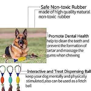 Dog Ball Rope Toy Interactive for Medium Dog for Treat Dispensing, Durable Dog Balls for Teeth Cleaning/IQ Training (Not for Aggressive chewers)