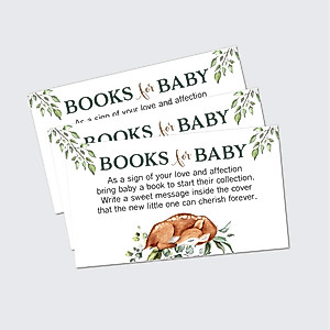 Set of 50 Oh Deer Books for Baby Shower Request Cards, Baby Shower Book Request Card, Woodland Baby Shower Invitations