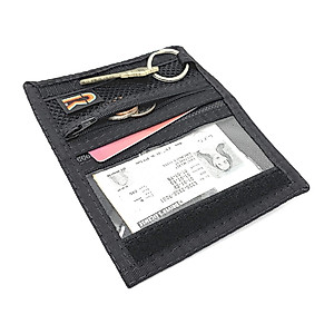 Rainbow of California Minimalist Front Credit Card Pocket Slim Wallet/Inside Keyring Lanyard Attachable / V3 (Black)