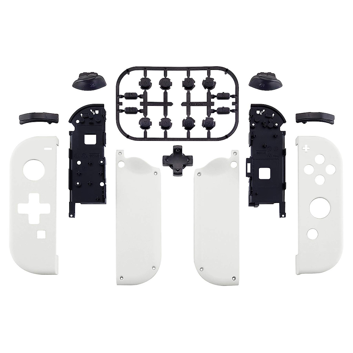 eXtremeRate Soft Touch Grip Back Plate for Nintendo Switch Console, NS Joycon Housing Shell (D-Pad Version) with Full Set Buttons, DIY Replacement Shell for Nintendo Switch - White