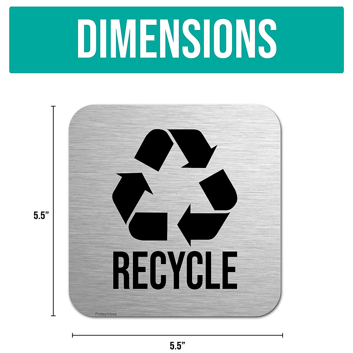 Recycle and Trash Magnets for Kitchen Trash Cans and Recycling Bins, Indoor Trash and Recycle Magnet Combo for Garbage Can Logo Symbol, 2 Magnetic Sticker Adhesives, 5.5 Inch Square, Outdoor Waste Bin