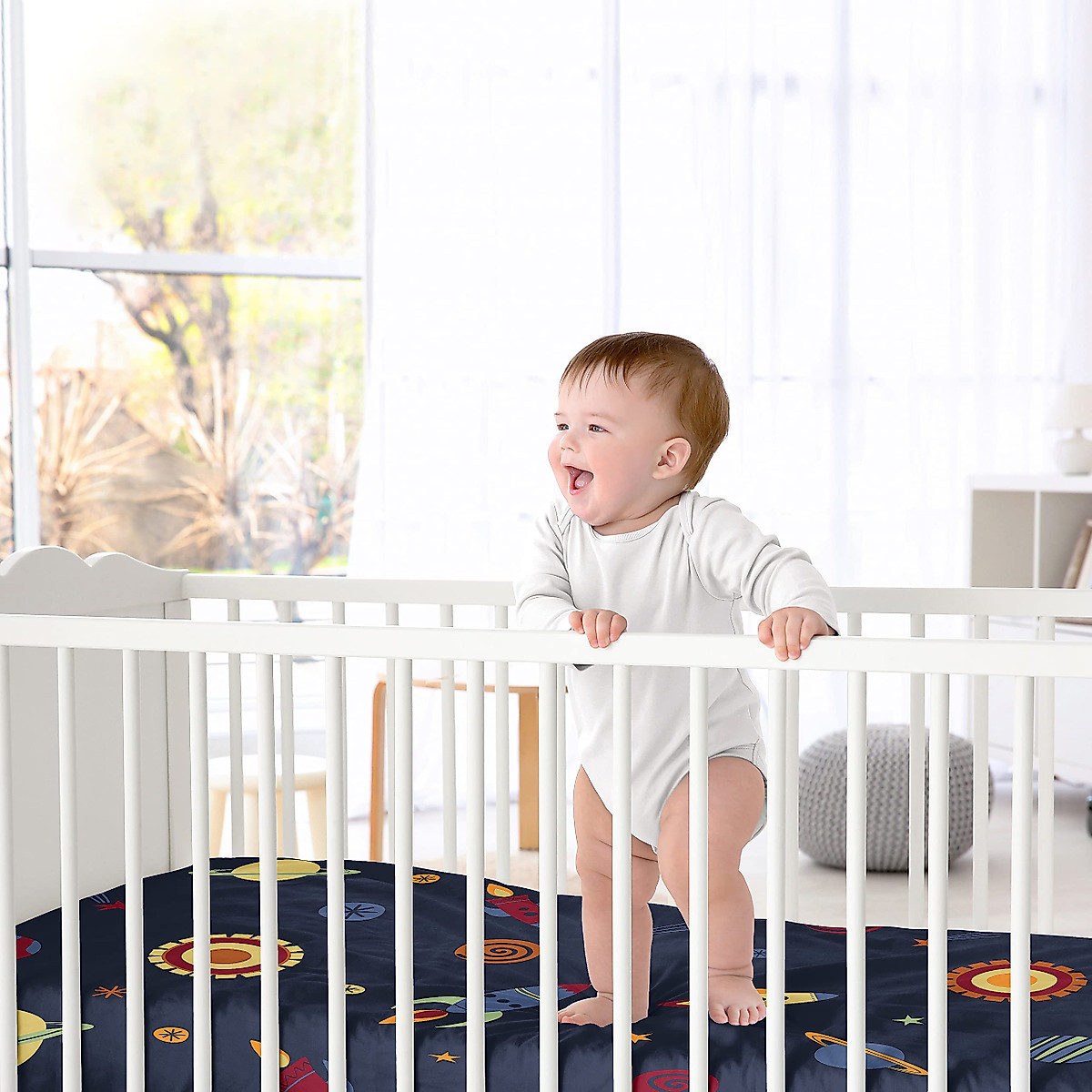 Fitted Crib Sheet for Space Galaxy Baby/Toddler Bedding Set Collection - Galactic Print