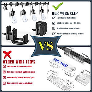 Lewufe Outdoor String Lights Hangers, Christmas Light Clips, Lights Hanger Hooks for Hanging Christmas Light, Fairy Lights, Outdoor Patio Lights, 30 Pack, Black