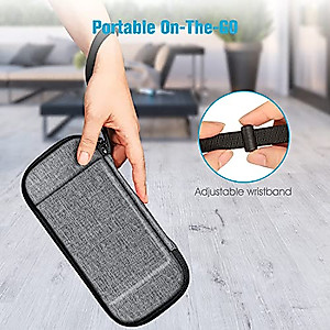 Fintie Slim Carrying Case for Nintendo Switch OLED Model 2021/Switch 2017 - [Slim Fit] Shockproof Protective Travel Storage Bag w/10 Game Cartridges for Switch Console Joy-Con, Gray