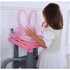 TINTON LIFE Kids Wash Basin Stand with Drain Hose & Towel Rack & Bathroom Tumbler Holder Bathroom Sink for Baby Infant Toddler Child Pink
