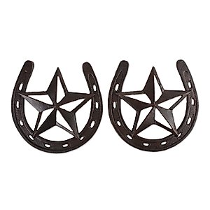 DII Decorative Trivet Set for Pots & Pans Dining Table Hot Pot Holder, Casted Metal, 8x8, Horseshoe & Star, 2 Piece