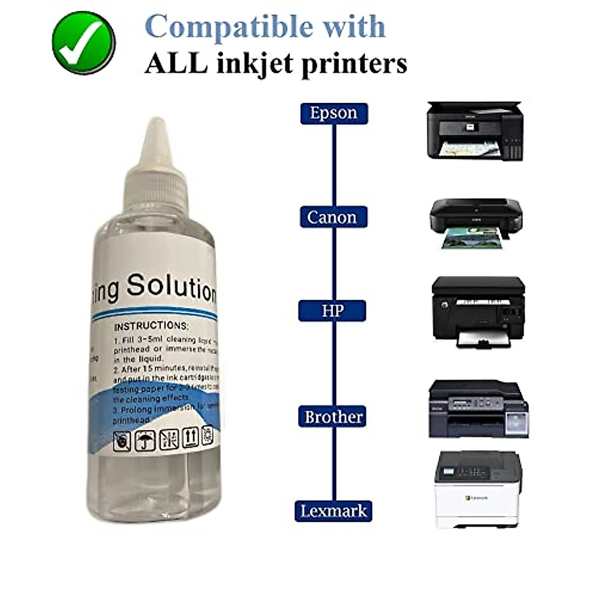 Inkpro Printhead Cleaning kit for Inkjet Printers Canon Brother HP OfficeJet Pro 7720, 7730, 7740, 8702, 8710, 8715, 8720, 8725, 8730, 8740