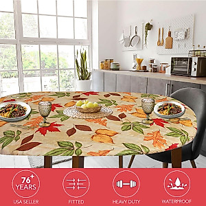 Covers For The Home Deluxe Elastic Edged Flannel Backed Vinyl Fitted Table Cover - Quilted White Pattern - Round Oblong Oval - Fits Tables up to 48" W x 68" L