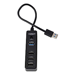 Lysee Cable Winder - Earldom 4 Ports USB 3.0 Hub Splitter with Power Charging Port and Multiple Switch USB Splitter Port Panel Usb3.0 Hub Black - (Color: Black)