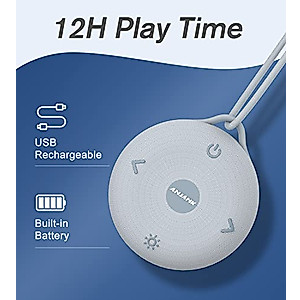 Portable White Noise Machine for Baby Sleeping | 8 Night Lights | 17 Soothing Sounds | USB Rechargeable | Safe Clip Easy Hanging & Child Lock | Compact and Lightweight for On-The-Go & Travel, Kids