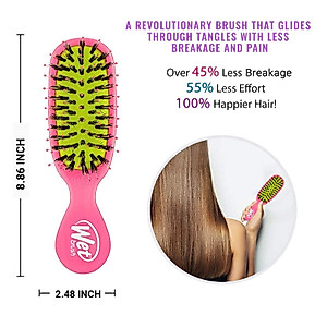 Wet Brush Mini Shine Enhancer Hair Brush, Pink - Exclusive Ultra-soft IntelliFlex Bristles - Natural Boar Bristles for All Hair Types - For Women, Men, Wet And Dry Hair