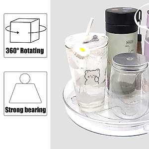 SWZHAI Lazy Susan Organizer 11 inches, Clear Turntable Acrylic Spice Rack for Cabinet Storage, Rotating Seasoning Organizer for Kitchen, Refrigerator, Pantry, Countertop, Table, Vanity, Bathroom