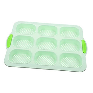 UPKOCH 9 Cake Mold Mini Baking Pans Para Chocolate De Brownies Brownie Making Cupcake Tray Muffin Tray French Bread Mold 9 Cavity Loaf Mold Baking Mold Green Bakeware Oven