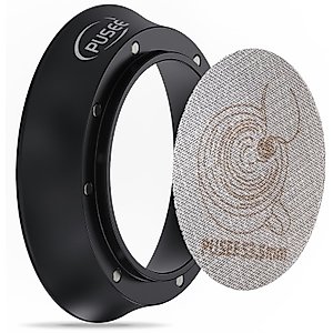 PUSEE 51mm Espresso Dosing Funnel & 51mm Puck Screen, Magnetic Coffee Dosing Ring Aluminum Metal,Reusable 1.7mm Thickness 150μm Espresso Puck Screen 316 Stainless Steel Fits 51mm Portafilter
