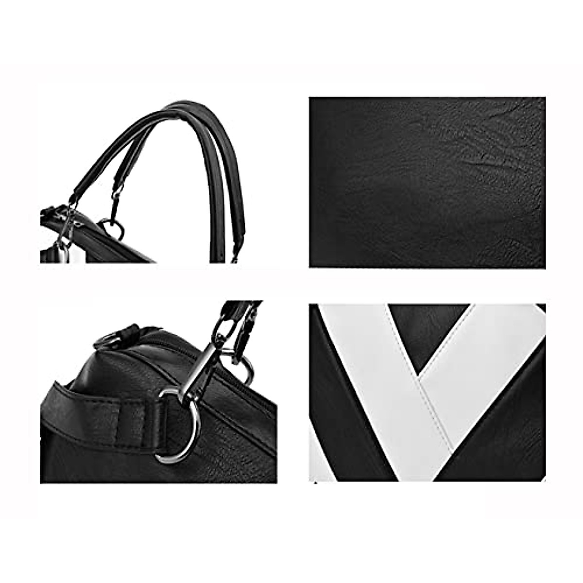 YAQUNICER Women Large-capacity Soft Synthetic PU Leather Portable Shoulder Top-Handle Handbags Tote Hobo Clutches-Black