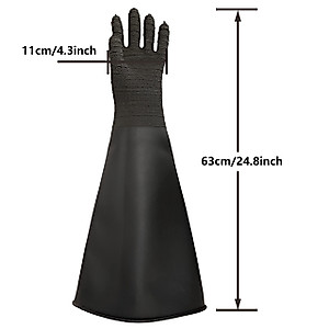 HOLDWIN Heavy Duty Sandblasting Gloves 24.8" Rubber Gloves for Sandblaster Protective Safety Work Black Striped Gloves