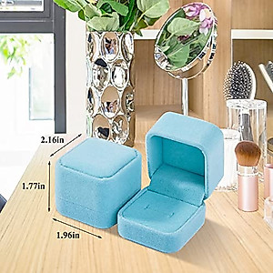 Parts Express 2 Pack Velvet Ring Boxes, Earring Pendant Jewelry Case, Ring Earrings Gift Boxes, Jewellry Display (Blue, Ring Box)
