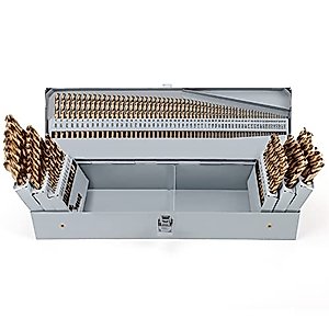COMOWARE Cobalt Drill Bit Set, 115Pcs M35 High Speed Steel Twist Jobber Length for Hardened Metal, Stainless Steel, Cast Iron and Wood Plastic, 1/16"-1/2", with Metal Indexed Storage Case