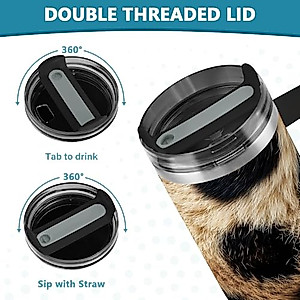 Flradish 30oz Tumbler with Handle, Fashion Leopard Print Stainless Steel Tumbler with Lid and Straws Double Wall Vacuum Insulated Leakproof Coffee Travel Mug