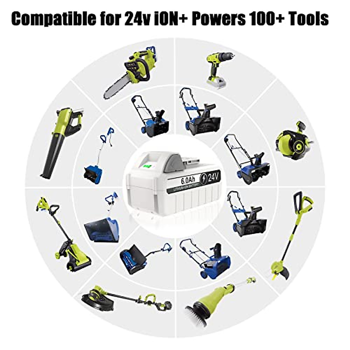 i-Bateria 24V Battery Replace for Snow Joe 24V Battery 24BAT-LTE/LTW/LTX/XR/LT, 6.0AhLithium Ion Battery Compatible for All Joe iON+ 24V-X2-SB18/20SB/SB15 Cordless Snow Blowers