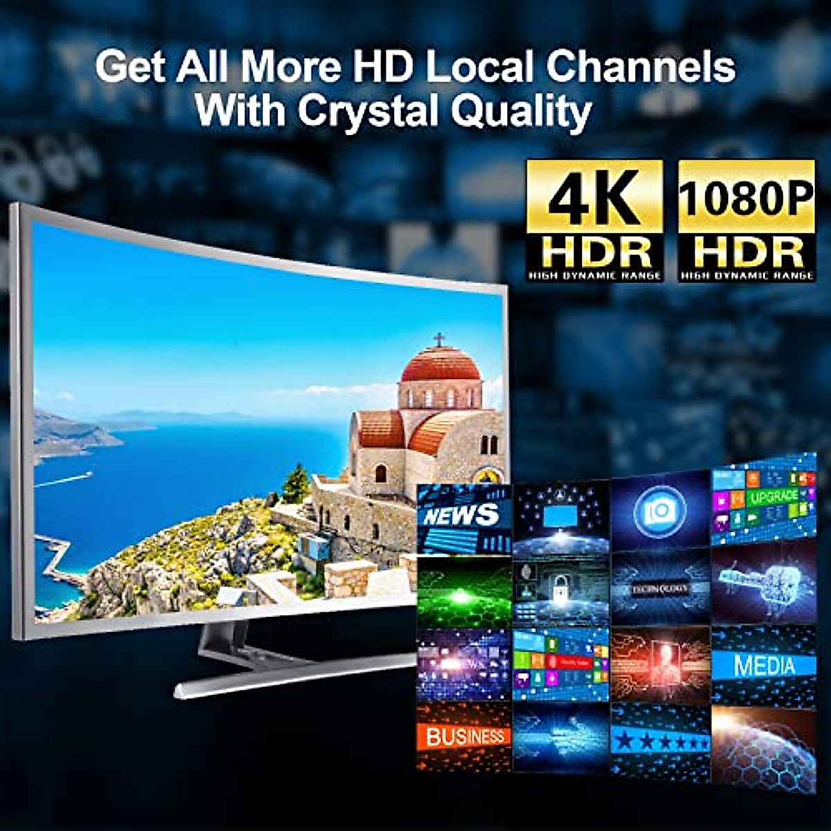 2023 TV Antenna Digital Indoor HDTV Antenna 350+ Miles Range with Signal Amplifier, Digital HD Antenna Support 4K 1080P VHF UHF All Television Free Local Channels, 18ft Coax Cable/AC Adapter